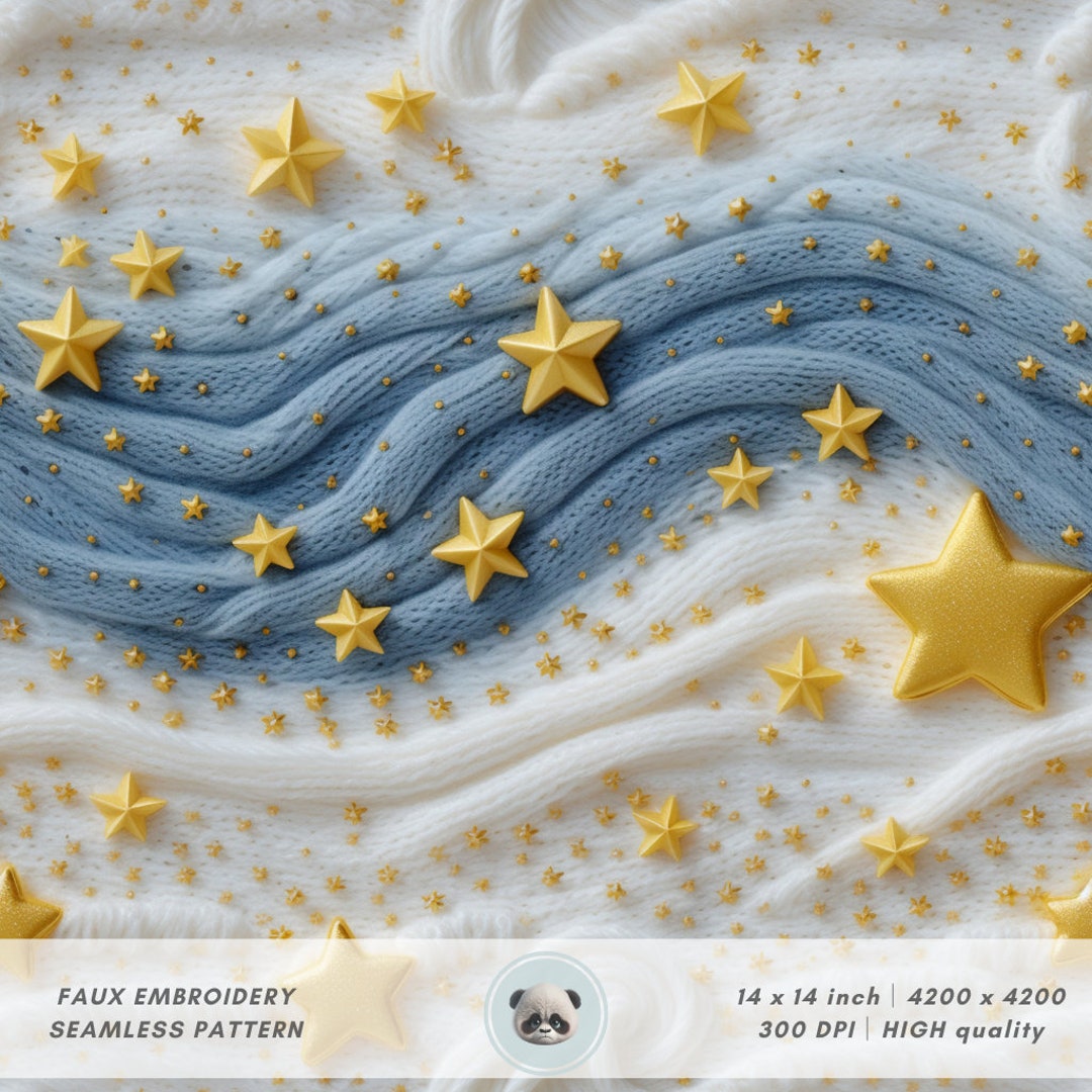 3d Heavenly Stars Seamless Knit Pattern, Wavy Background Faux ...