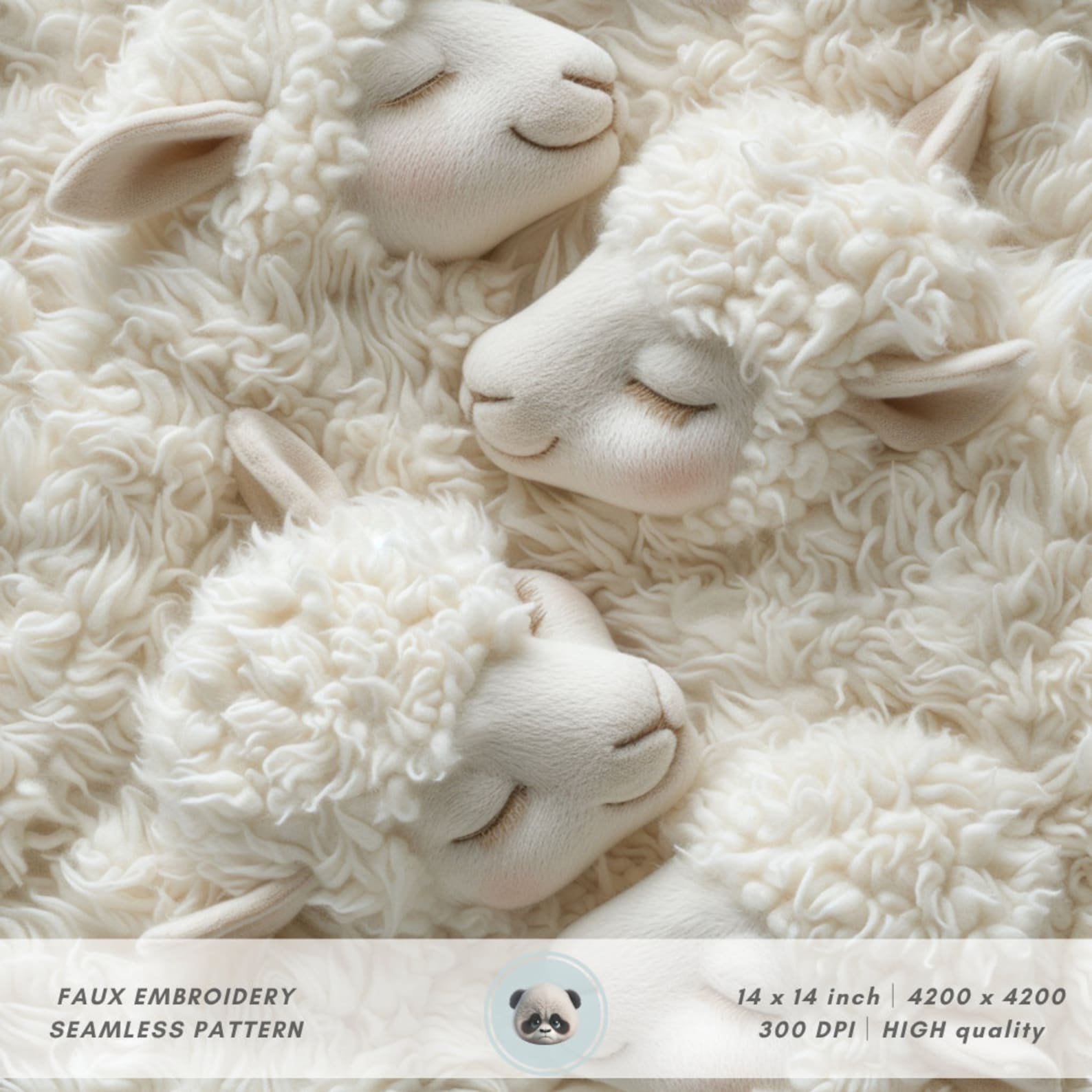 3d Cute Fluffy Lamb Seamless Pattern, Faux Embroidery Wool Baby Sheep ...