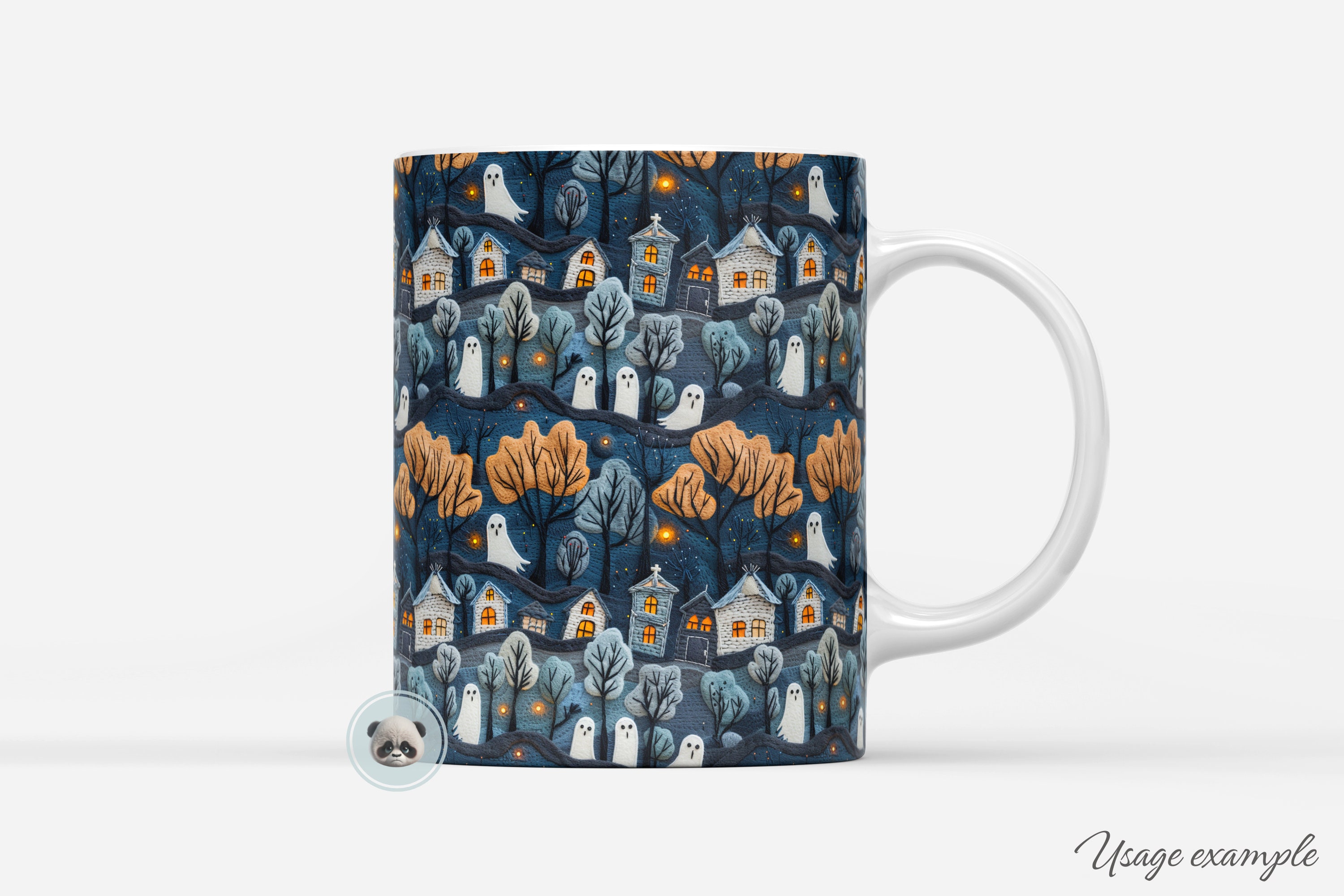 3d Halloween Ghost Town Seamless Pattern, Faux Embroidery for Fabric ...