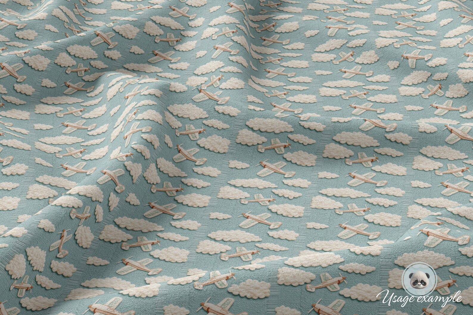 3d Airplane Seamless Pattern, Faux Embroidery Pastel Knit Fabric Design ...