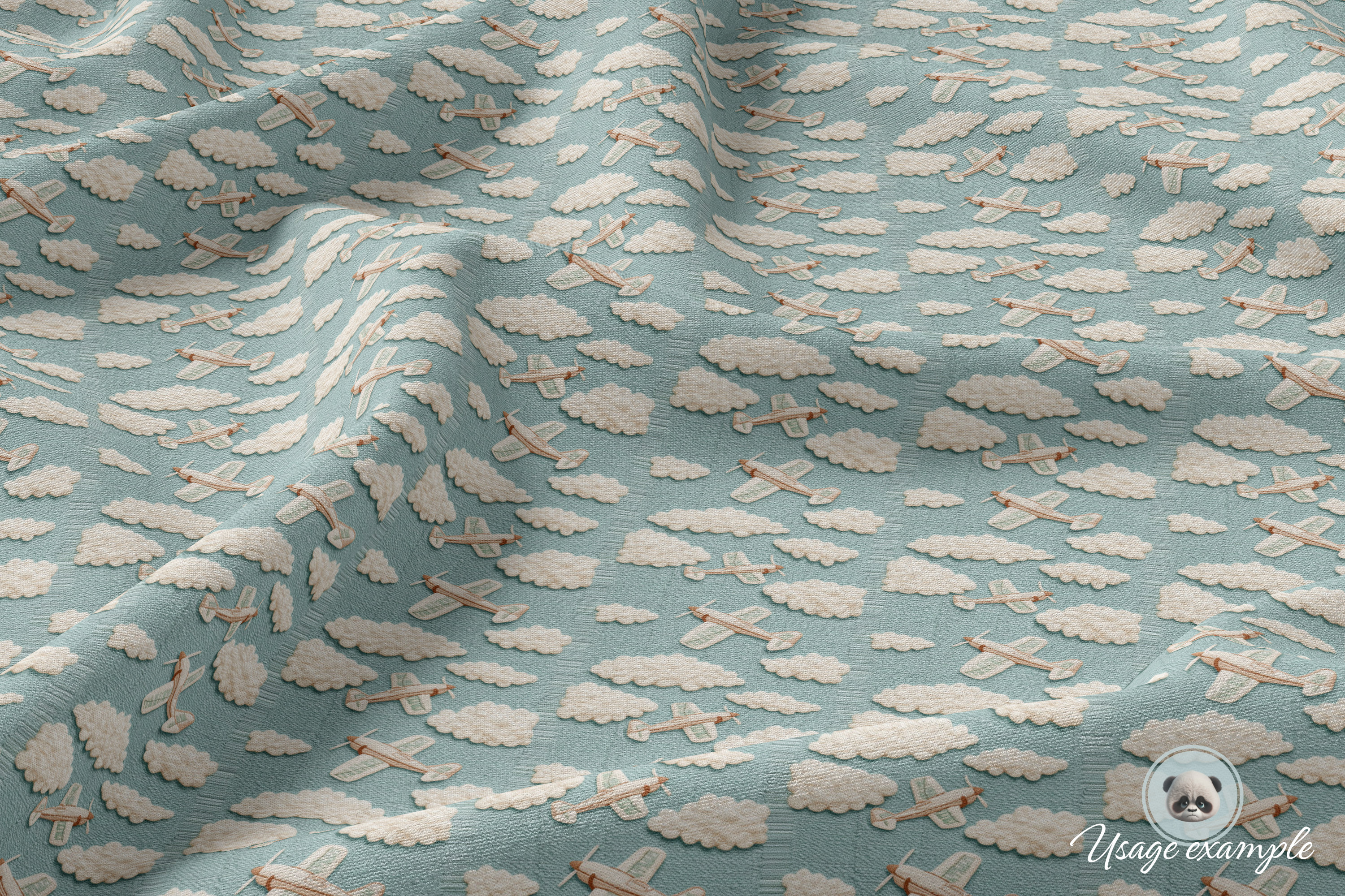 3d Airplane Seamless Pattern, Faux Embroidery Pastel Knit Fabric Design ...