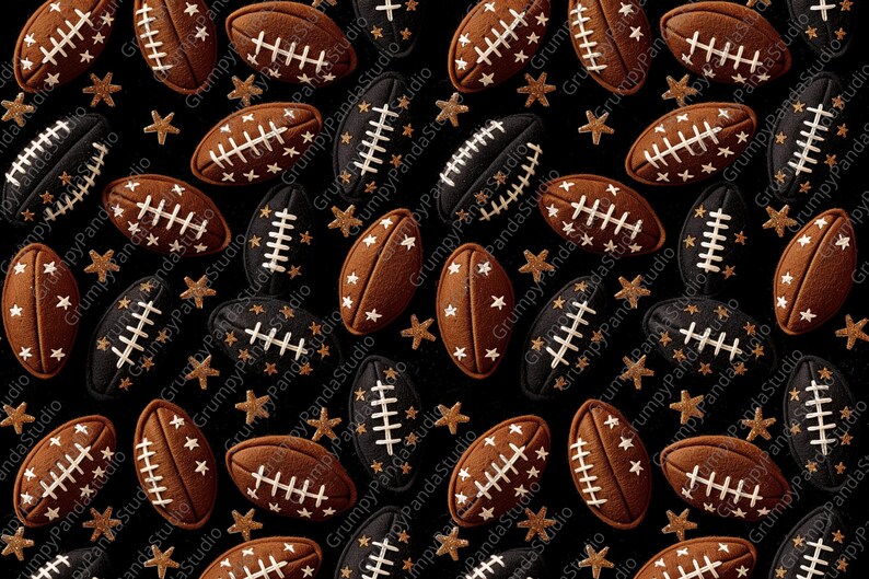 3d Glitter Stars Football Game Seamless Pattern, DIY Sporty Tshirt ...