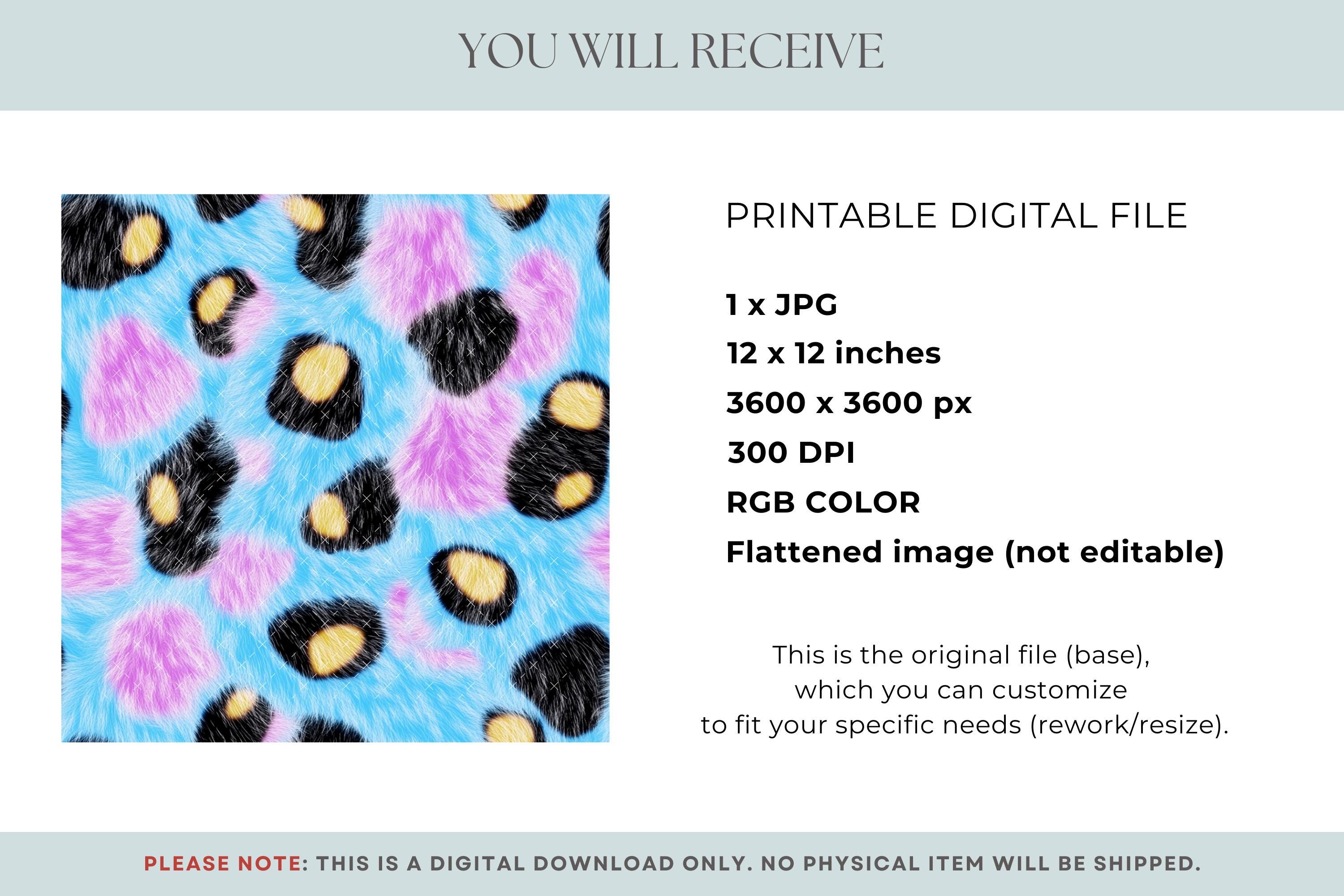 3d Y2K Colorful Furry Leopard Seamless Pattern Digital Paper, 90s Vibe ...