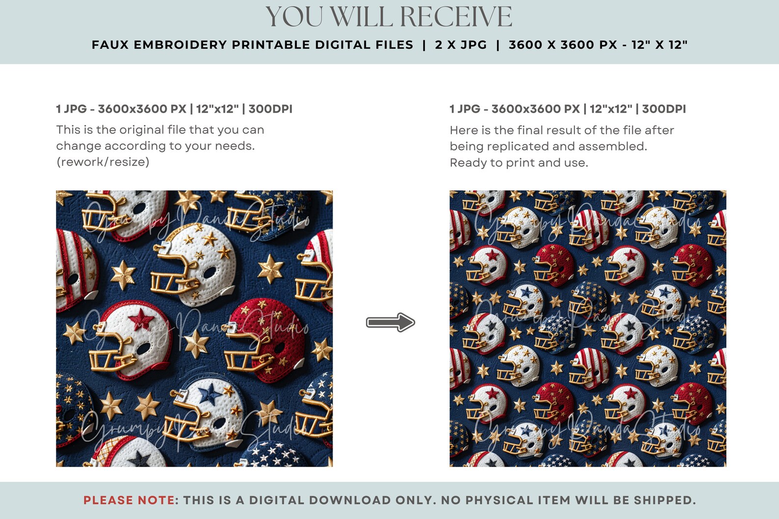 3d USA Football Helmet Seamless Pattern, Faux Embroidery Patriotic ...