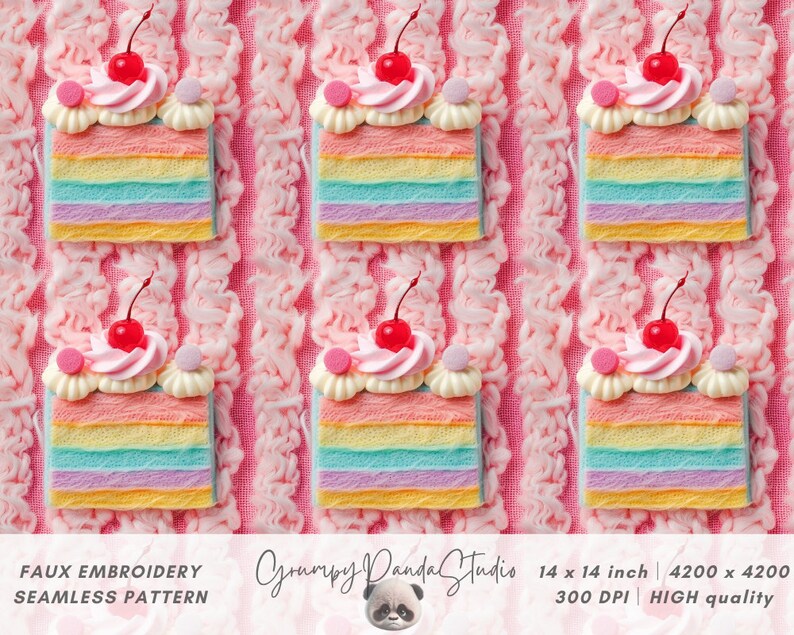 3d Colorful Layer Cake Seamless Pattern, Faux Embroidery Wool Felt ...