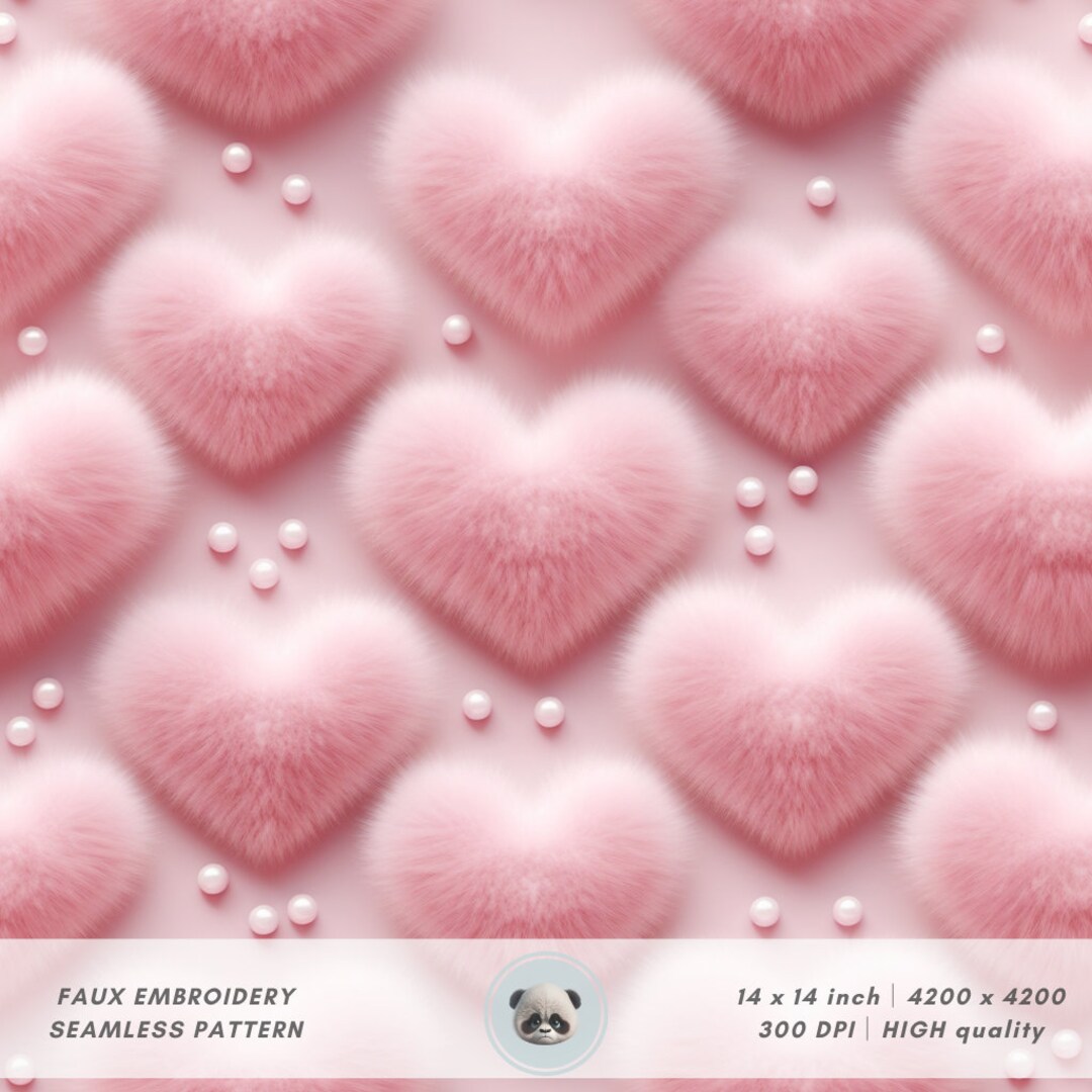3d Fluffy Heart Seamless Pattern, Printable Valentines Hearts Fabric ...