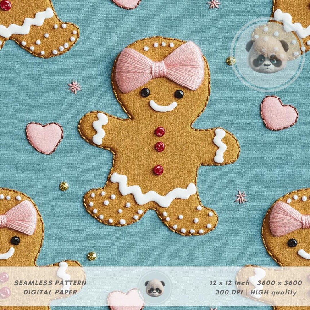 3d Gingerbread Girl Pastel Christmas Seamless Pattern, Cute Holiday ...