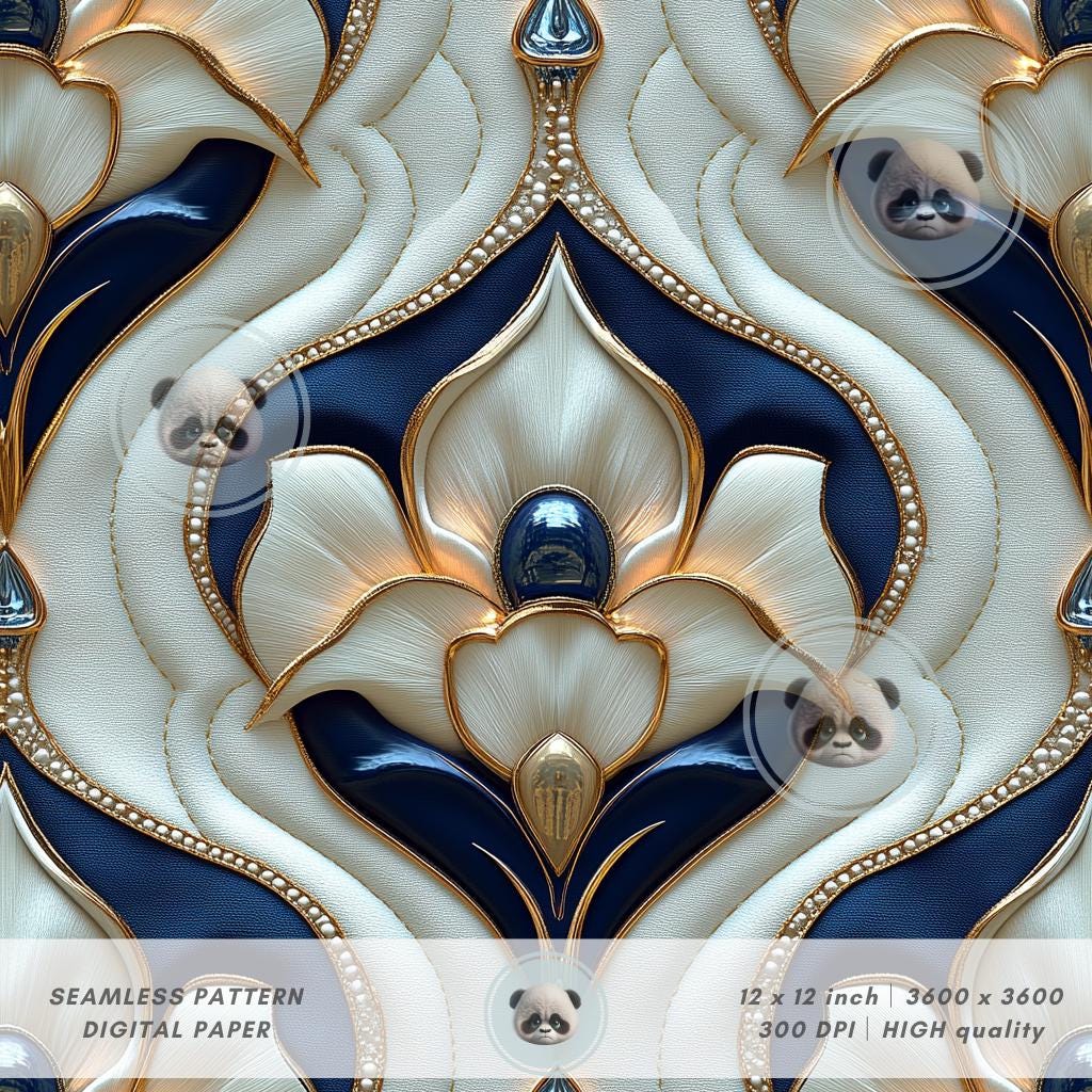 3d Floral Art Deco Print, Streamline Moderne Seamless Pattern, Faux ...
