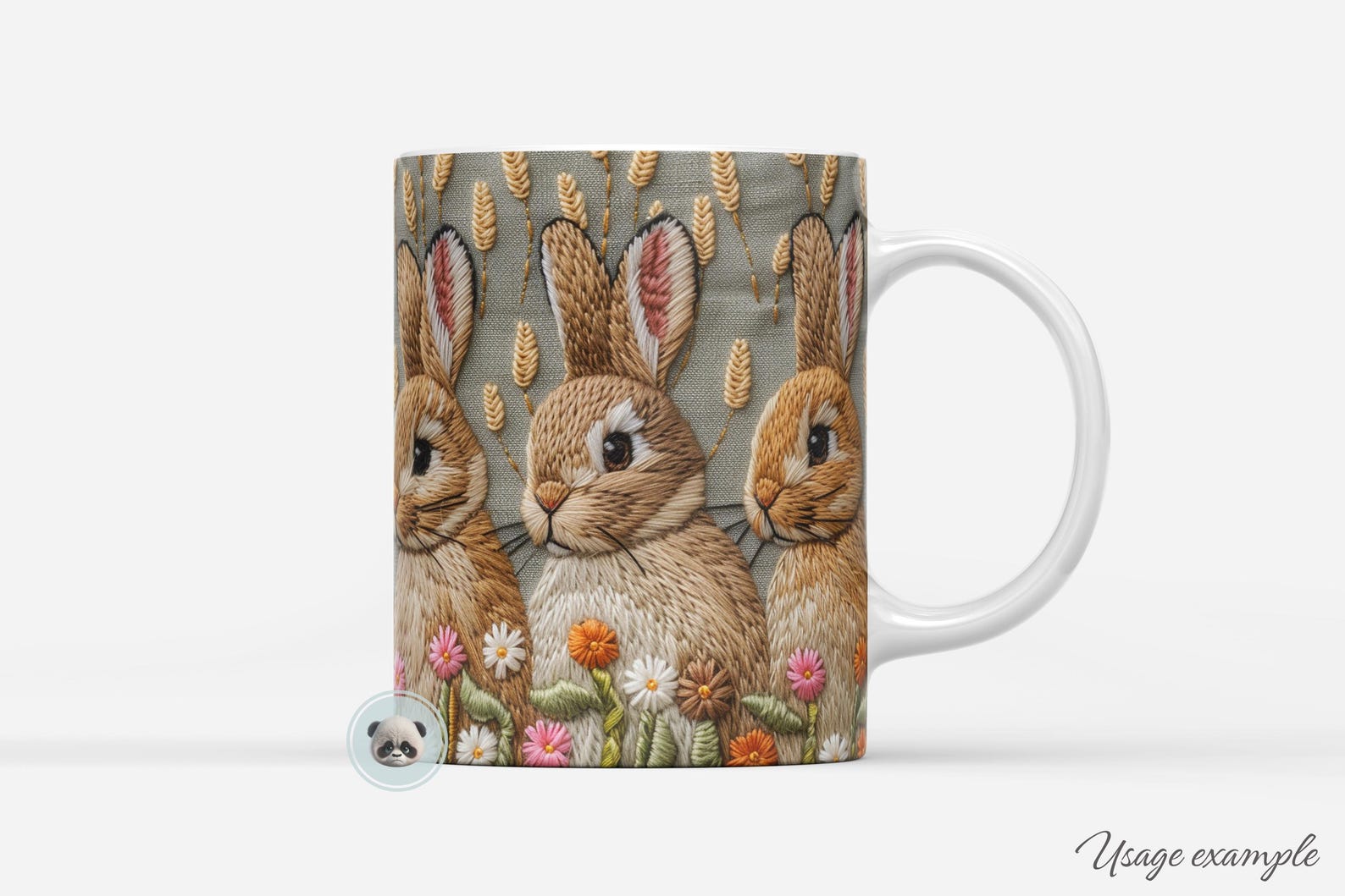 3d Easter Bunnies Seamless Pattern, Faux Embroidery Spring Flowers ...