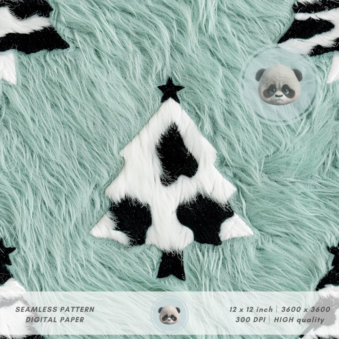 3d Furry Cow Print Christmas Tree Seamless Pattern, Western Fluffy ...