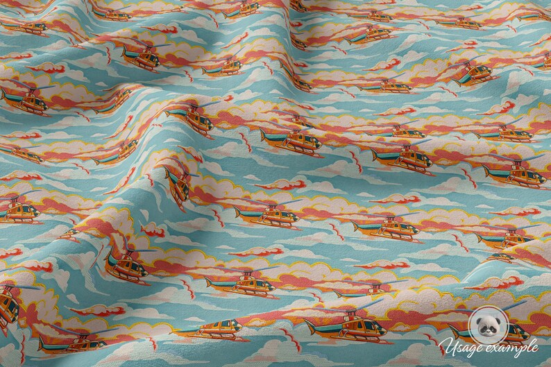 3d Helicopter Faux Embroidery Effect Seamless Pattern, Adventure Time ...