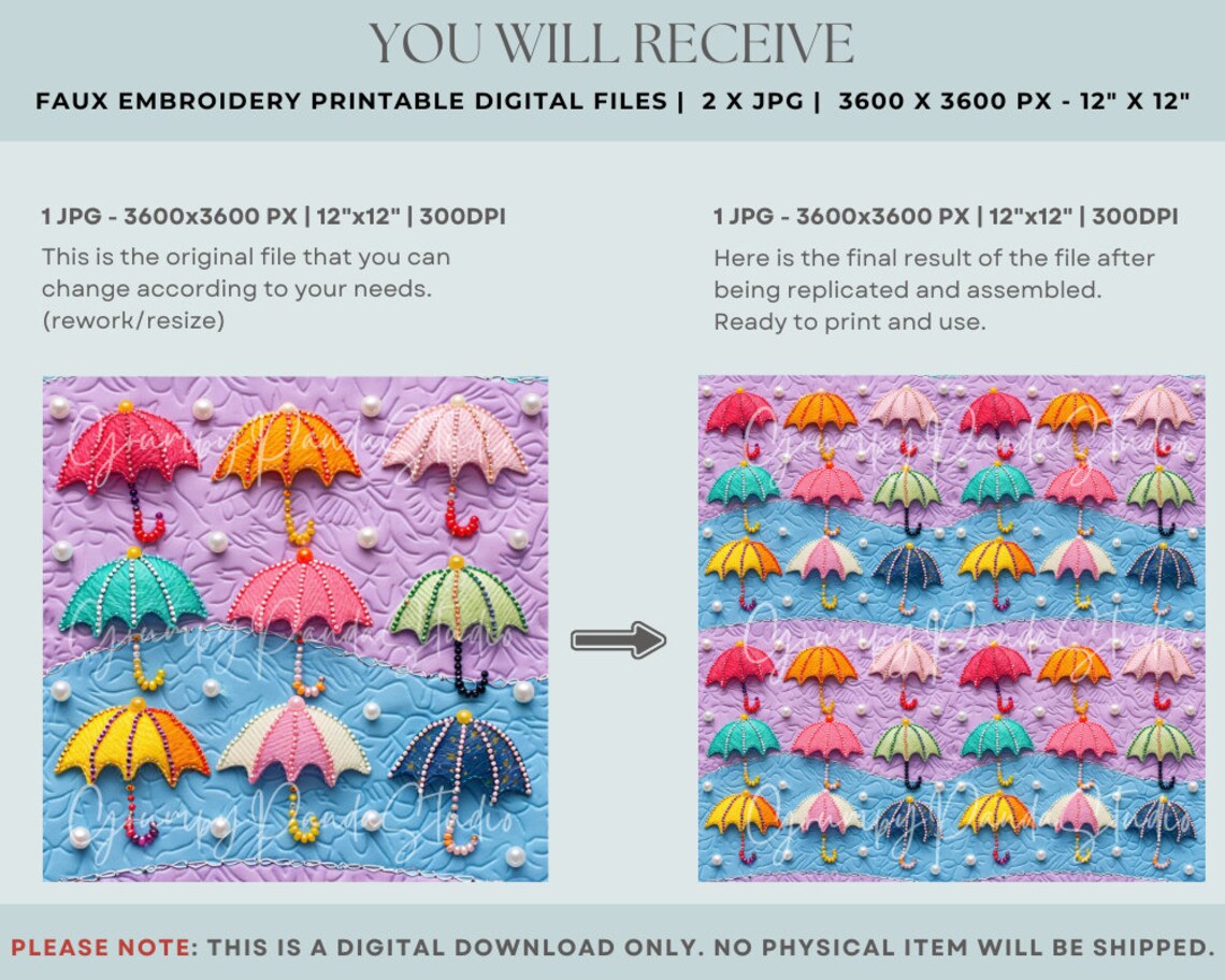 3d Colorful Umbrella Seamless Pattern, Beads and Pearls, Digital Paper ...