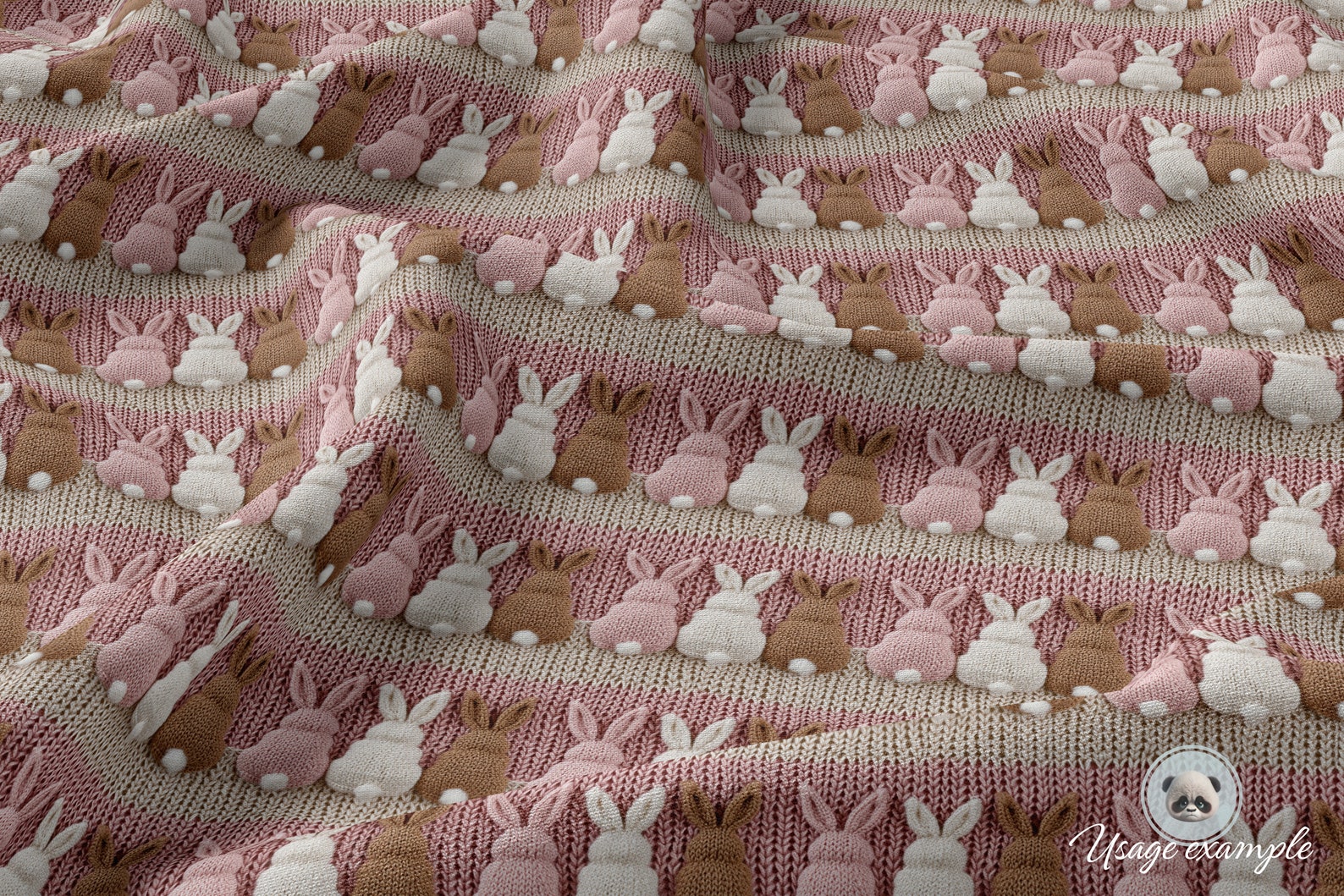 3d Cute Bunny Butt Seamless Pattern, Faux Embroidery Wool Knitted ...