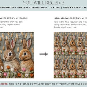 3d Easter Bunnies Seamless Pattern, Faux Embroidery Spring Flowers ...