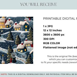 3d Snowy Night Christmas Village, Winter Landscape Seamless Pattern ...
