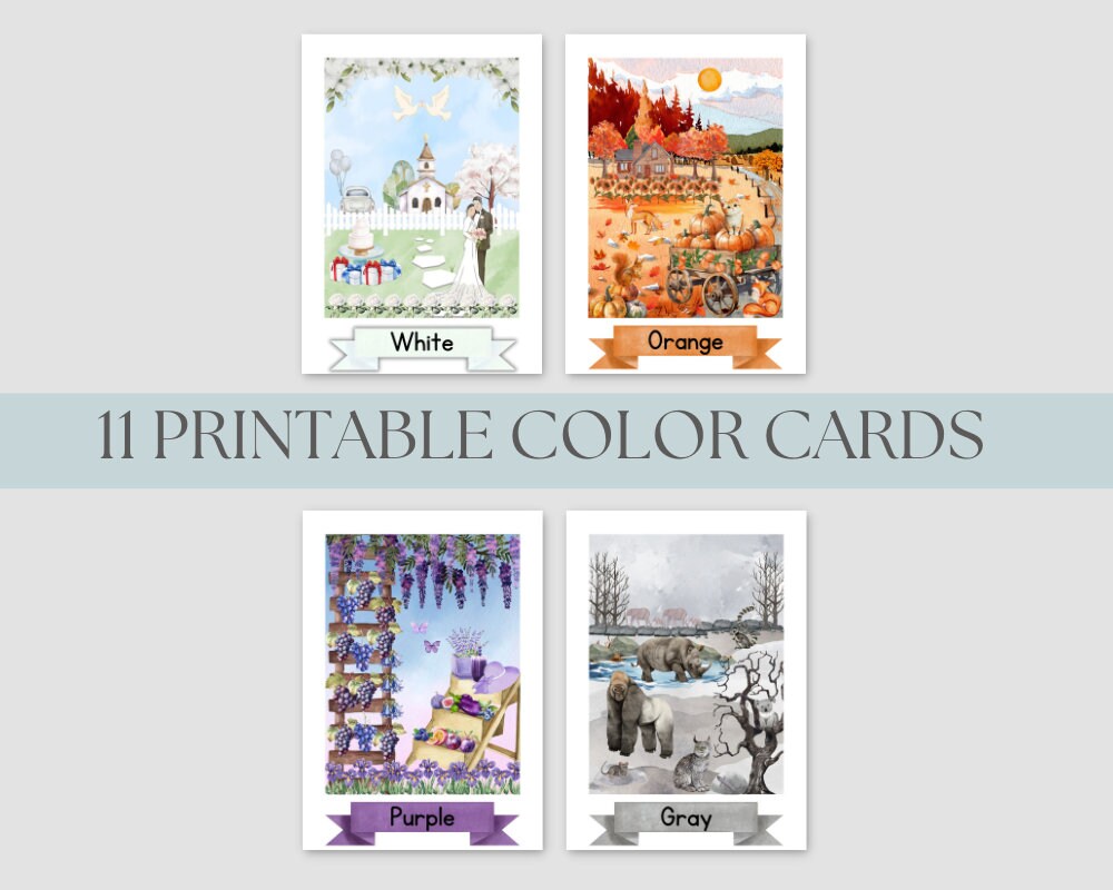 11 Colors Flash Cards, Printable Flashcards for Kids Learning ...