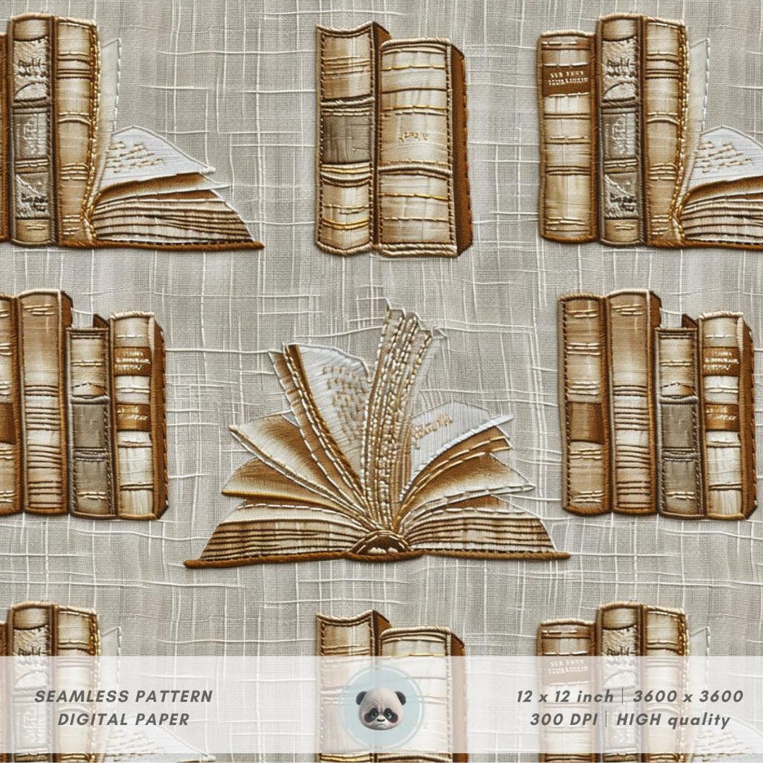 3d Vintage Bookish Print Seamless Pattern, Antique Classic Book Digital ...