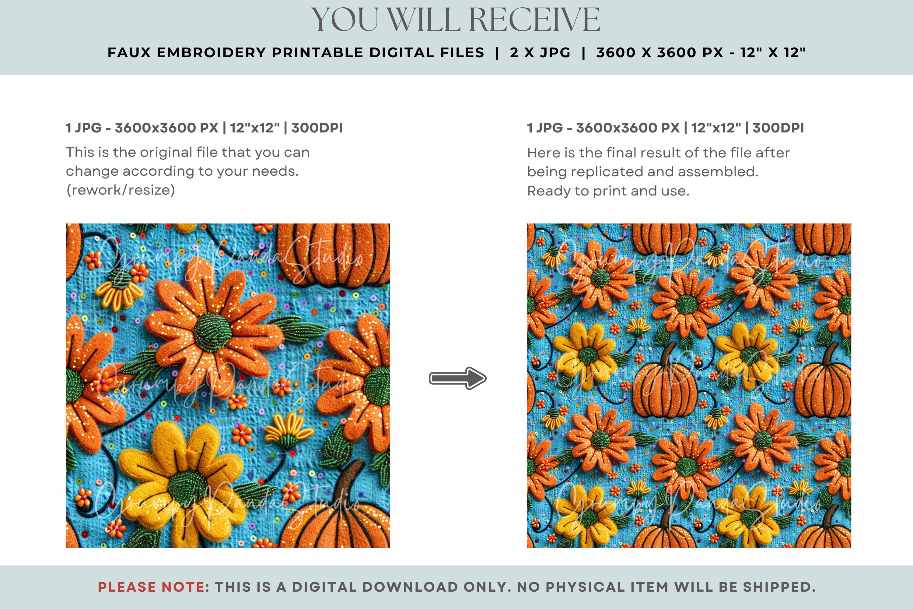 3d Floral Fall Seamless Pattern, Faux Embroidery Repeating File for ...