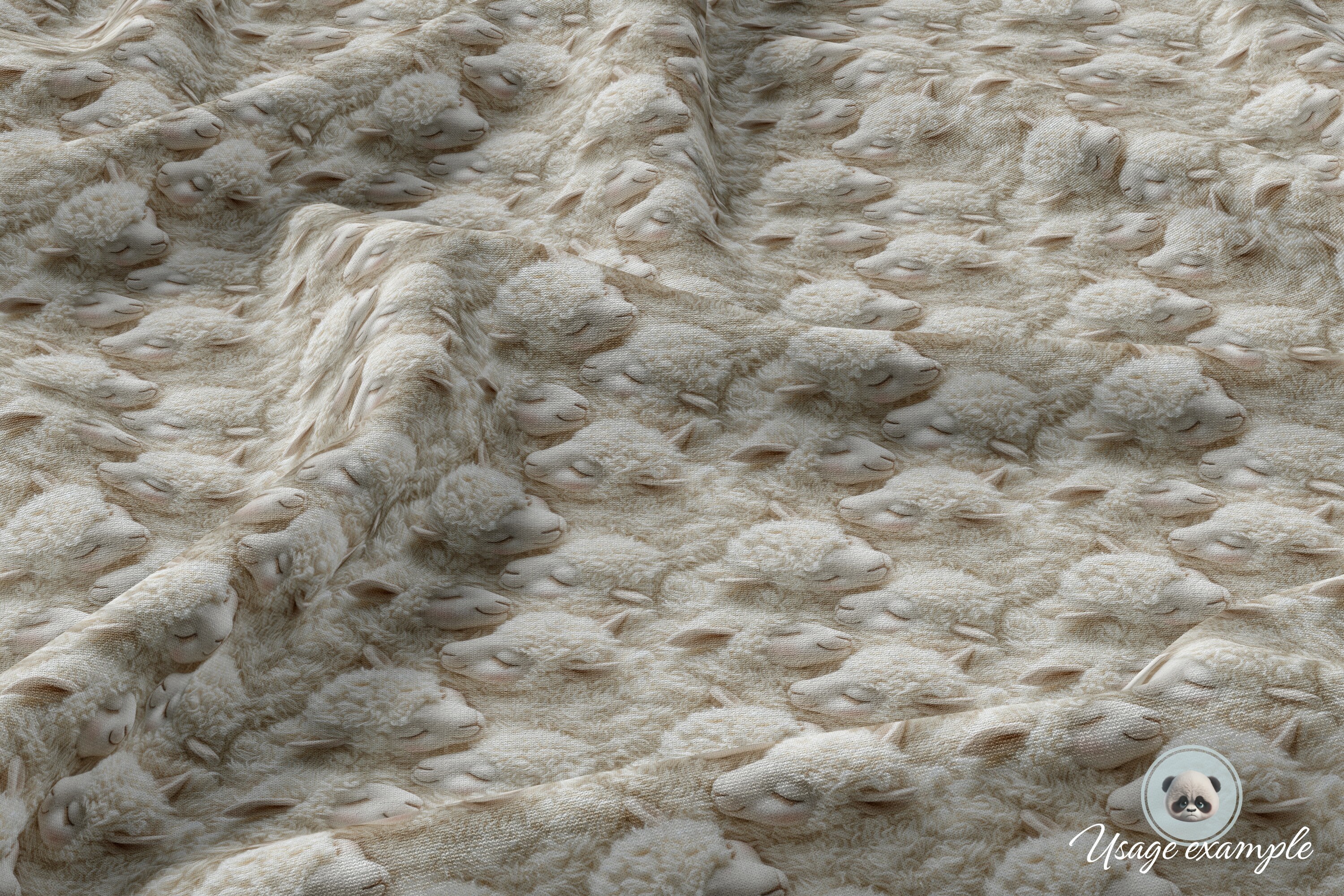 3d Cute Fluffy Lamb Seamless Pattern, Faux Embroidery Wool Baby Sheep ...