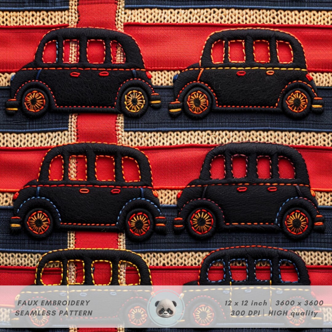3d English Black Cabs Seamless Pattern, London Taxi Driver Gift ...