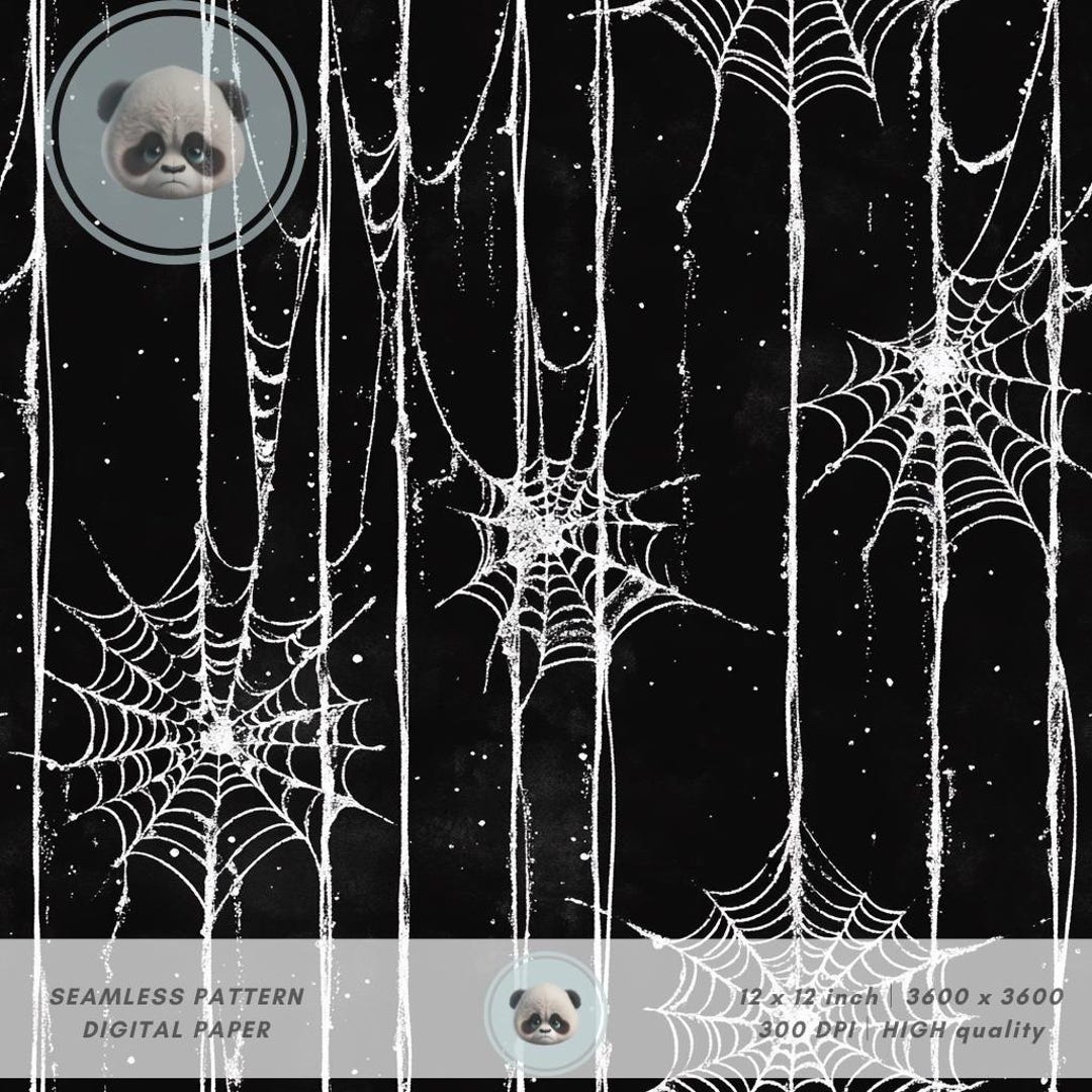 Gothic Halloween Spiderweb Digital Paper, Cobweb Seamless Pattern for ...