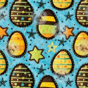 3d Starry Easter Eggs Seamless Pattern, Faux Felt Embroidery Spring ...