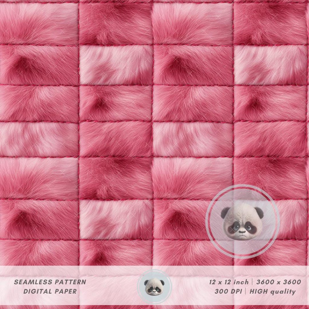 3d Pink Fluffy Faux Fur Seamless Pattern, Quilted Y2K Digital Paper ...