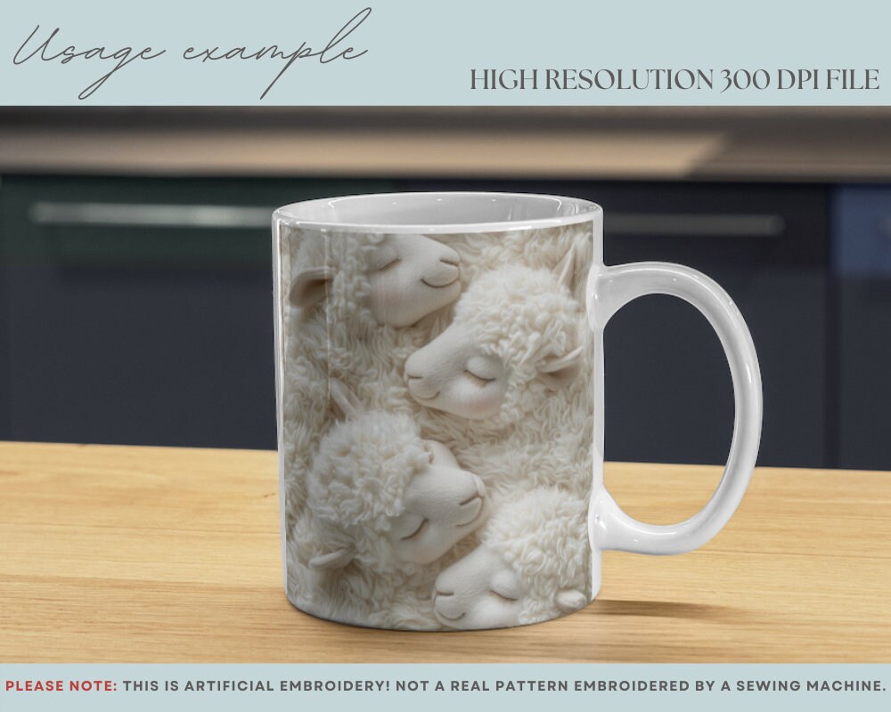 3d Cute Fluffy Lamb Seamless Pattern, Faux Embroidery Wool Baby Sheep ...