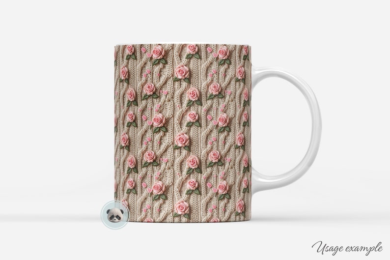 3d Knitted Vintage Pink Roses Seamless Pattern, Faux Embroidery Flowers ...