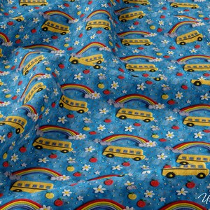 3d Back to School Yellow Bus, Faux Sequin Embroidery Fabric Sublimation ...