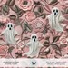 3d Rose Ghosts Pink Flowers Seamless Pattern, Halloween Background ...