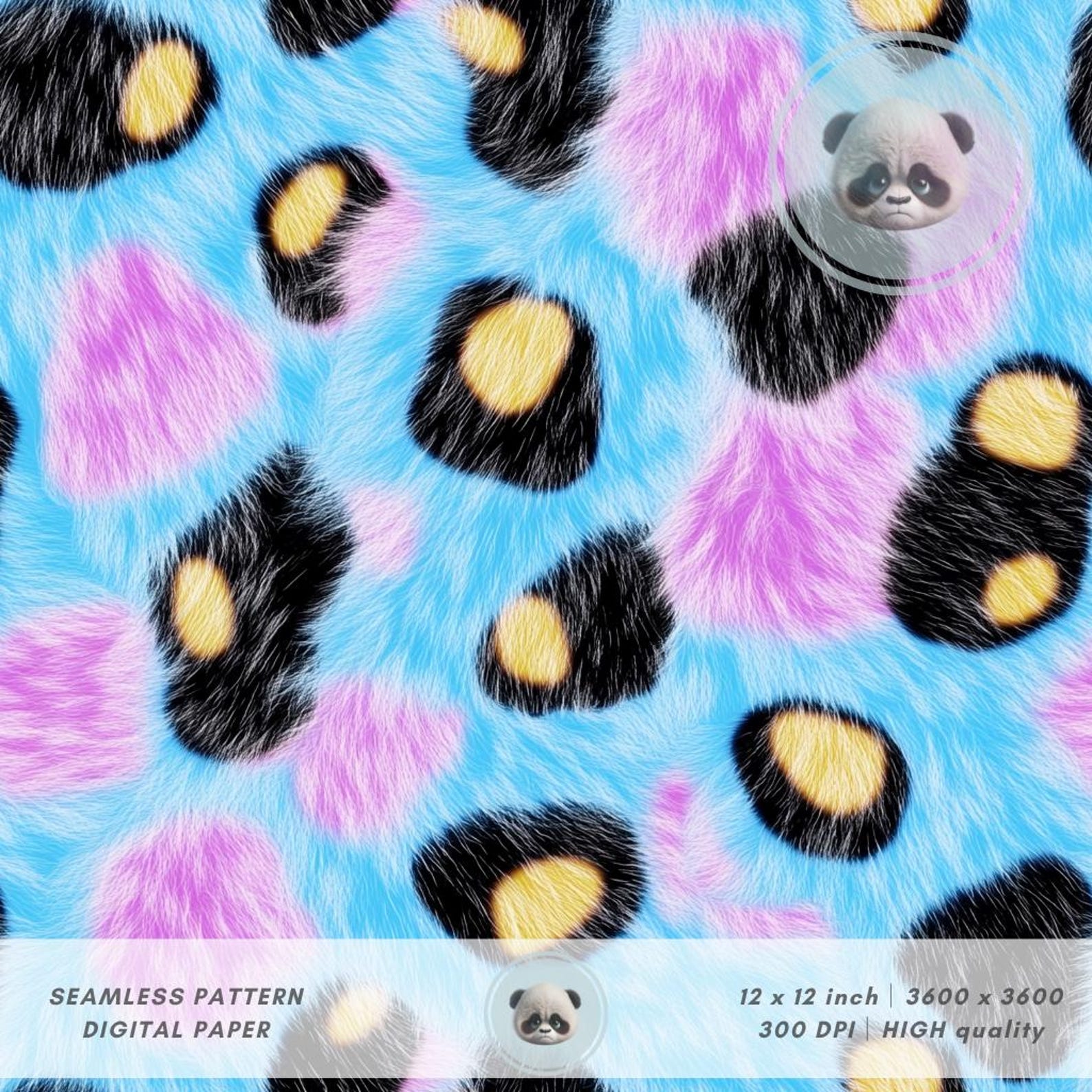 3d Y2K Colorful Furry Leopard Seamless Pattern Digital Paper, 90s Vibe ...