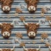 3d Winter Highland Cow Snowflake Seamless Pattern, Faux Knit Embroidery ...