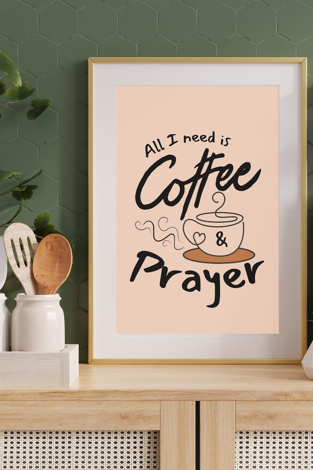 Coffee Prayer Art, Faith and Coffee Art, Coffee Lover Art, Christian ...