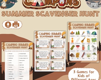 Camping Printable Games Scavenger Hunt, Boogle, Word Search, Battle ...