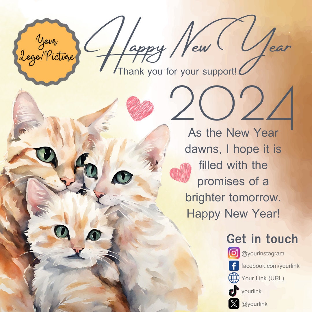 Editable DIY Happy New Year Electronic Greeting Card Template - Etsy