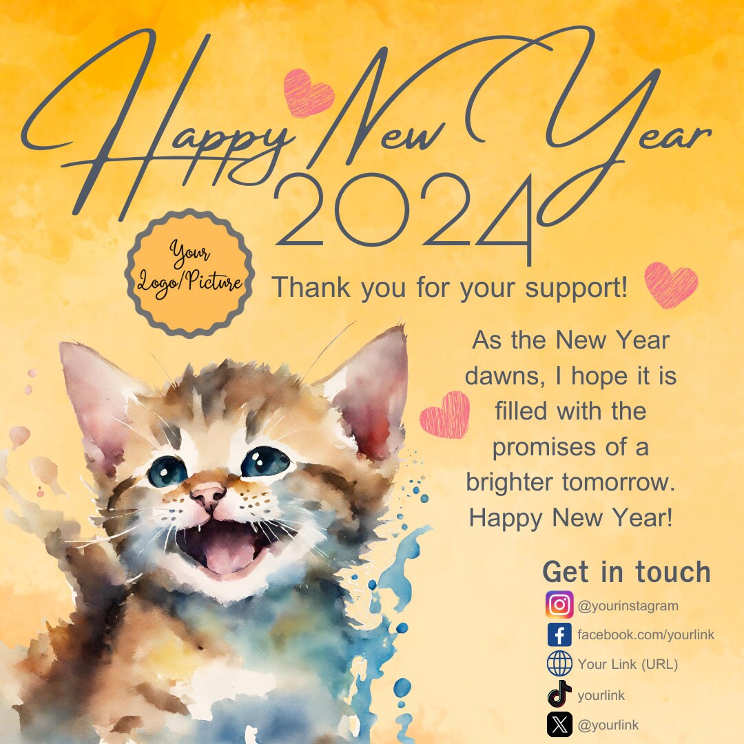 Editable DIY Happy New Year Electronic Greeting Card Template - Etsy