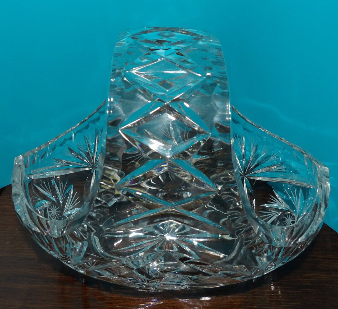 Cut Glass Lead Crystal Bowl With Handle - Etsy
