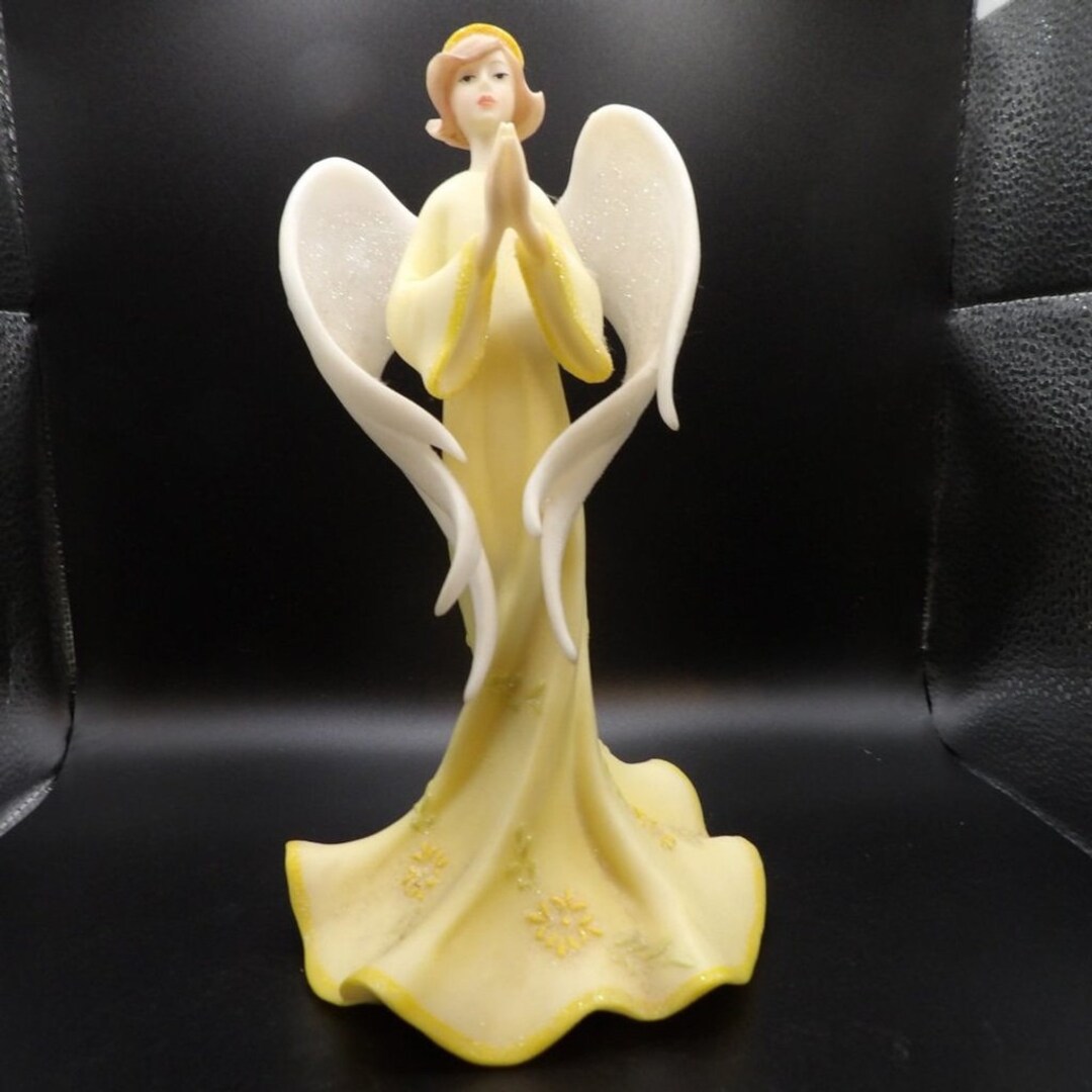8" Tall Praying Angel in Yellow With Flowers - Etsy