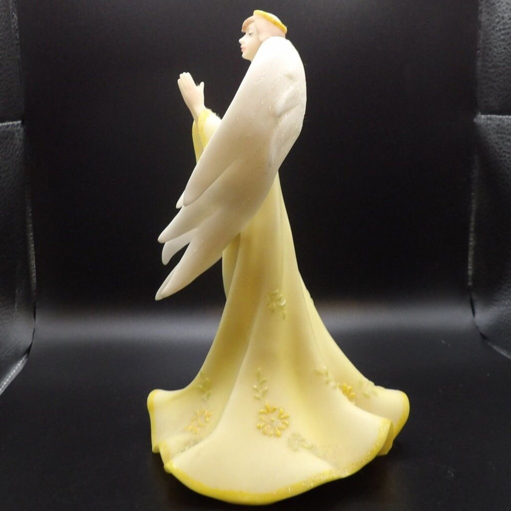 8" Tall Praying Angel in Yellow With Flowers - Etsy
