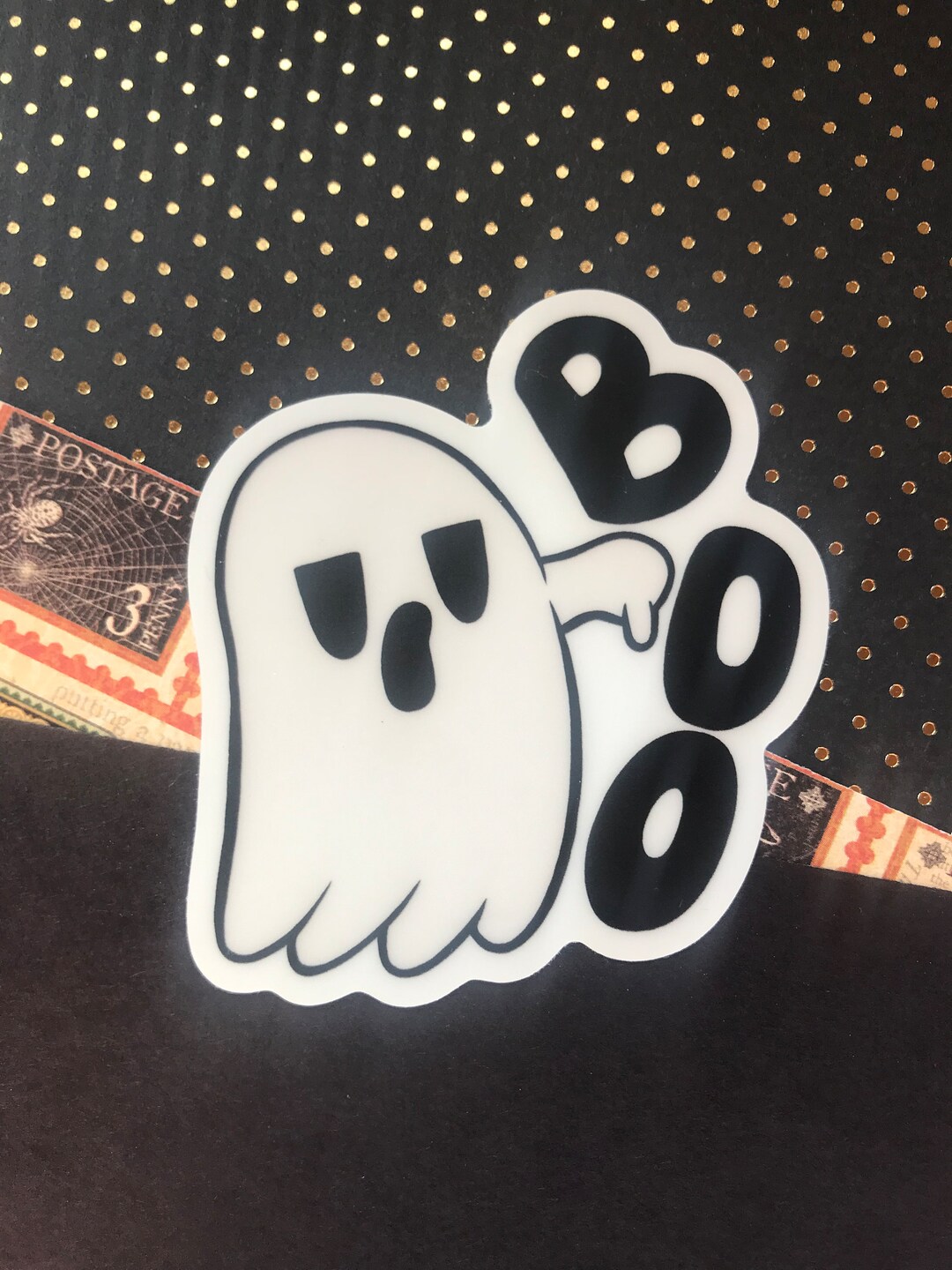 Matte Glow in the Dark Sticker: Cute Booing Ghost | Waterproof Stickers ...