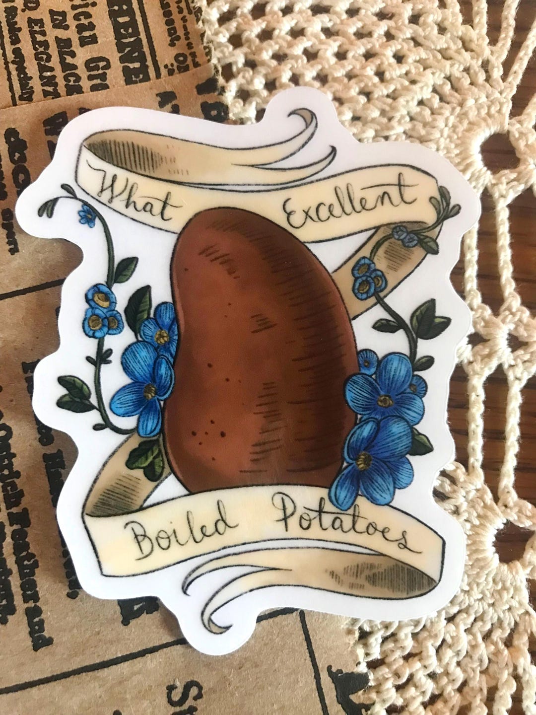Clear Vinyl Sticker: What Excellent Boiled Potatoes | Pride and ...