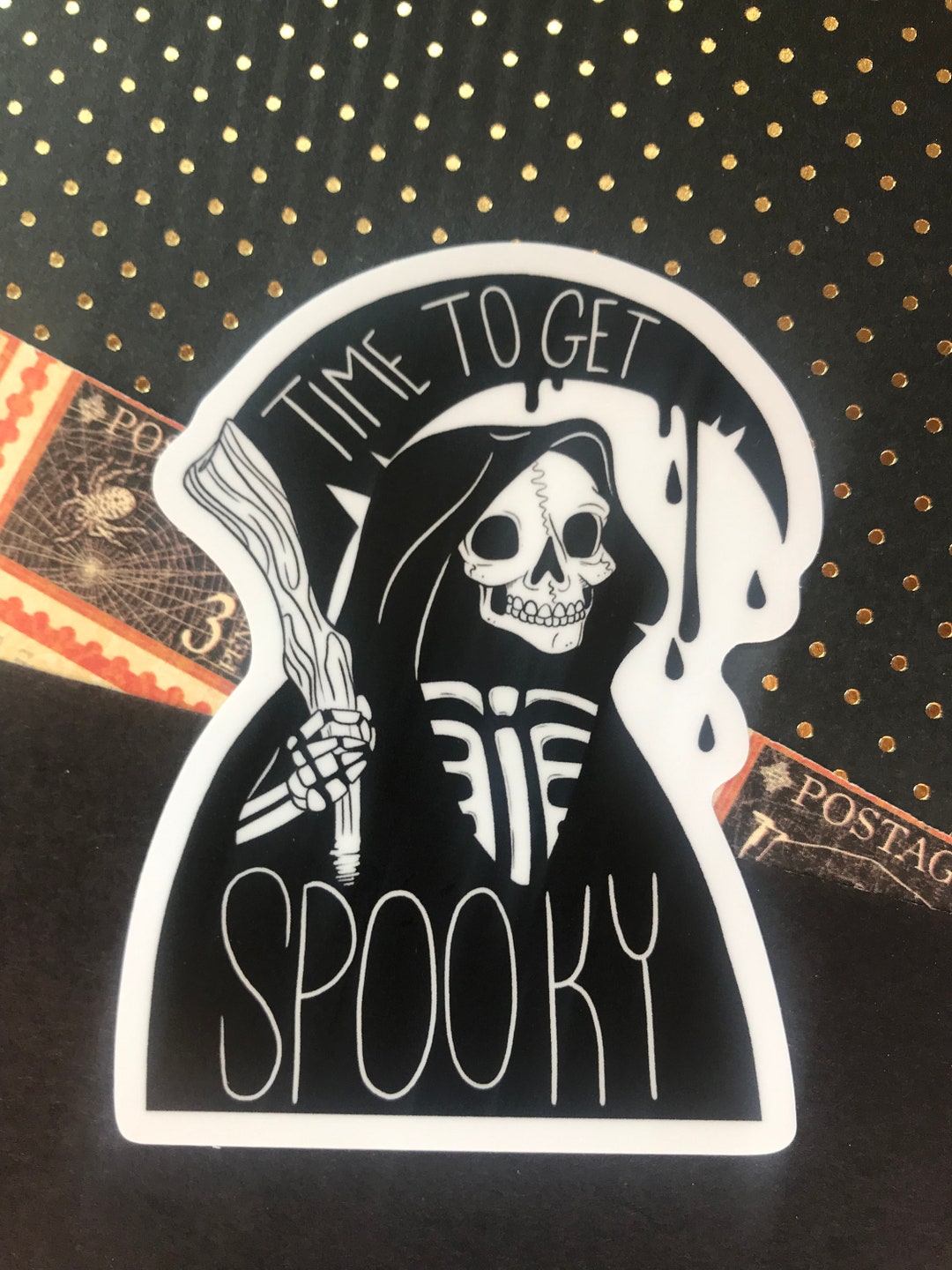 Matte Sticker: Grim Reaper | Halloween| Spooky Skeleton Waterproof ...
