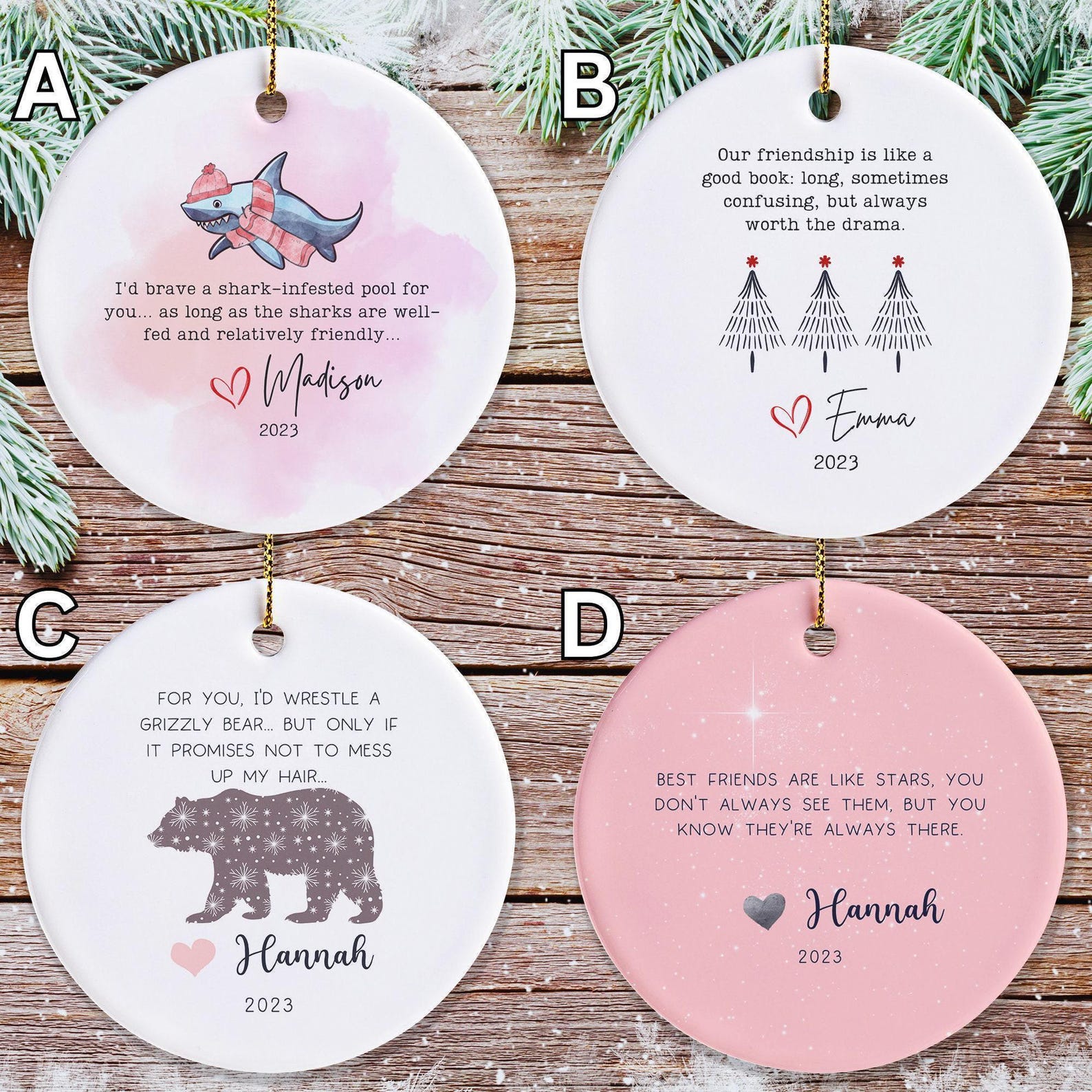 Personalized Friendship Ornament 2025 | Bestie Christmas Gift | Cute ...