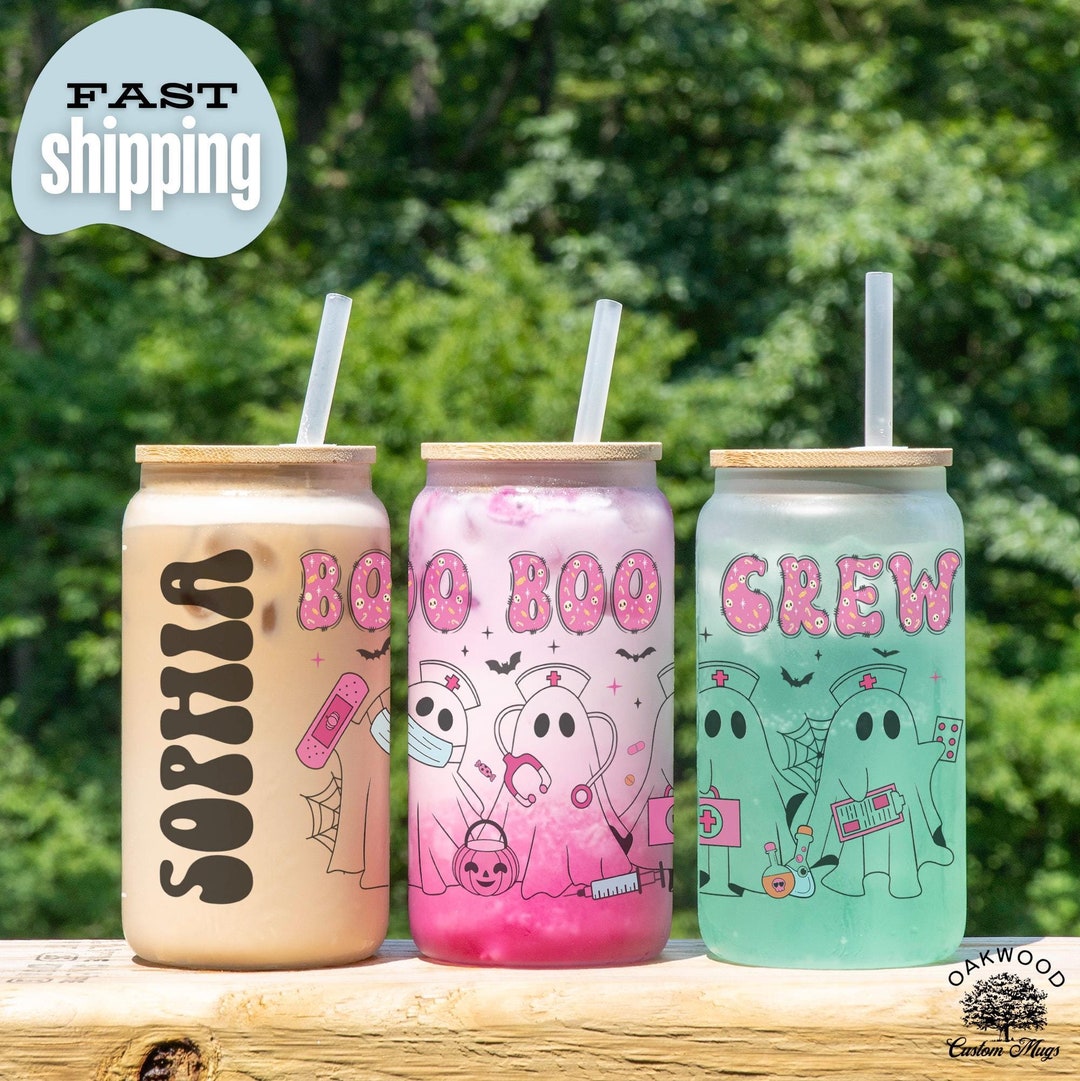 Personalized Nurse Boo Boo Crew Glass Tumbler, Halloween Nurse Iced ...