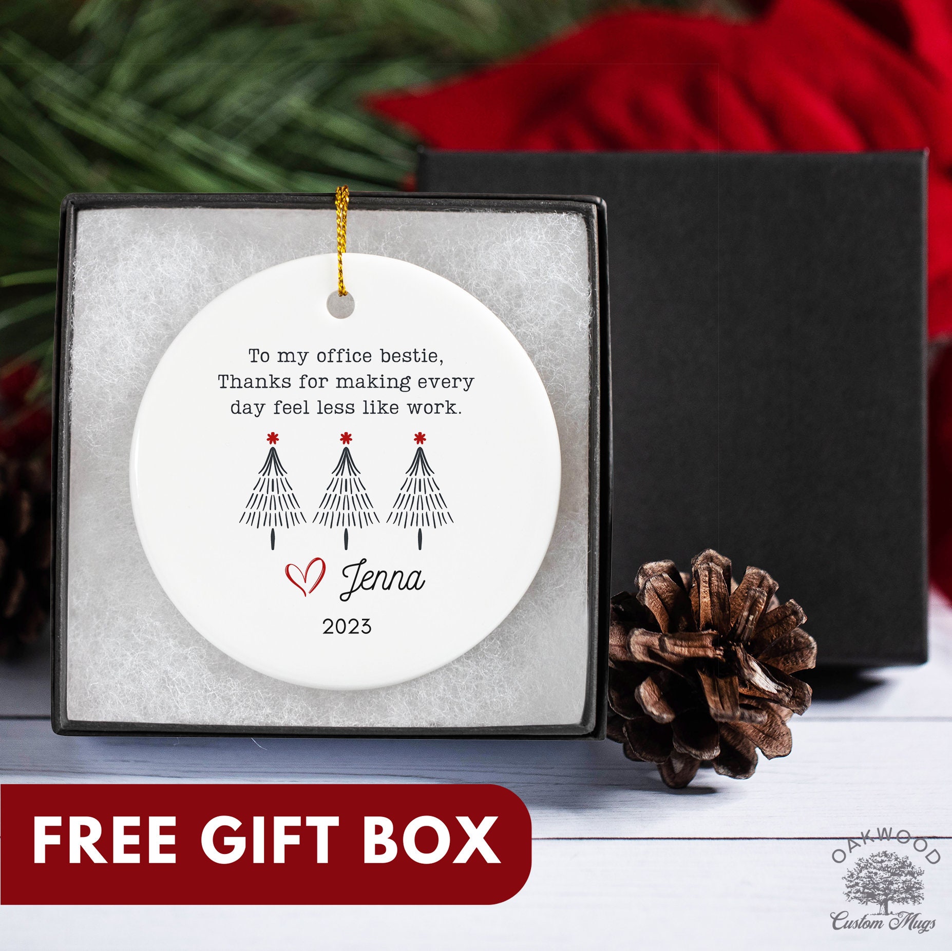 Personalized Work Bestie Ornament, Coworker Christmas Gift ...