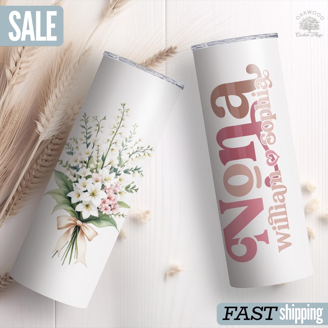 Custom Birth Month Flower With Grandkids Names Nona Tumbler Gift ...