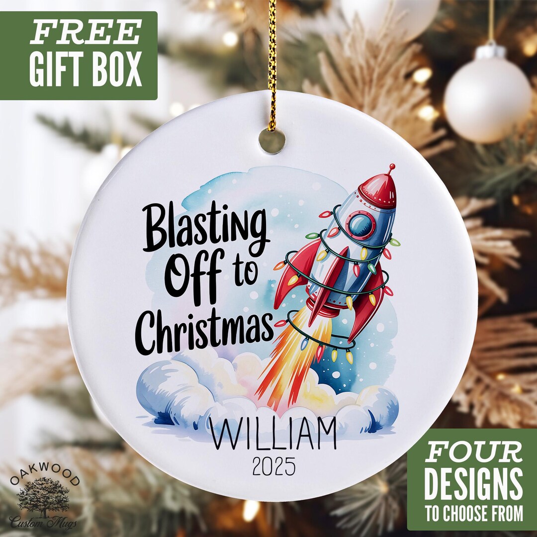 Personalized Rocket Ship Christmas Ornament 2025, Custom Space Ship ...