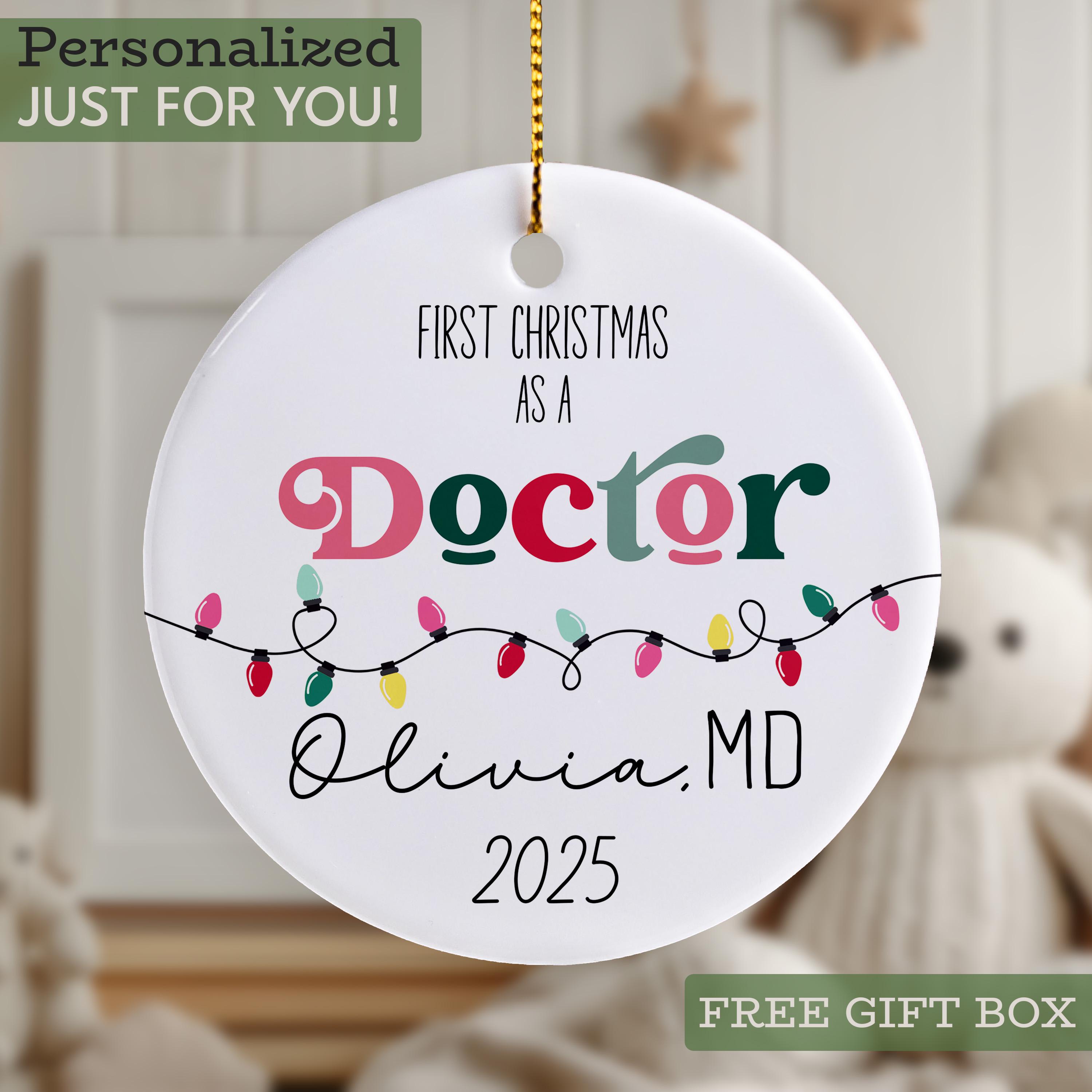First Christmas as a Doctor Ornament, Custom MD, Personalized ...