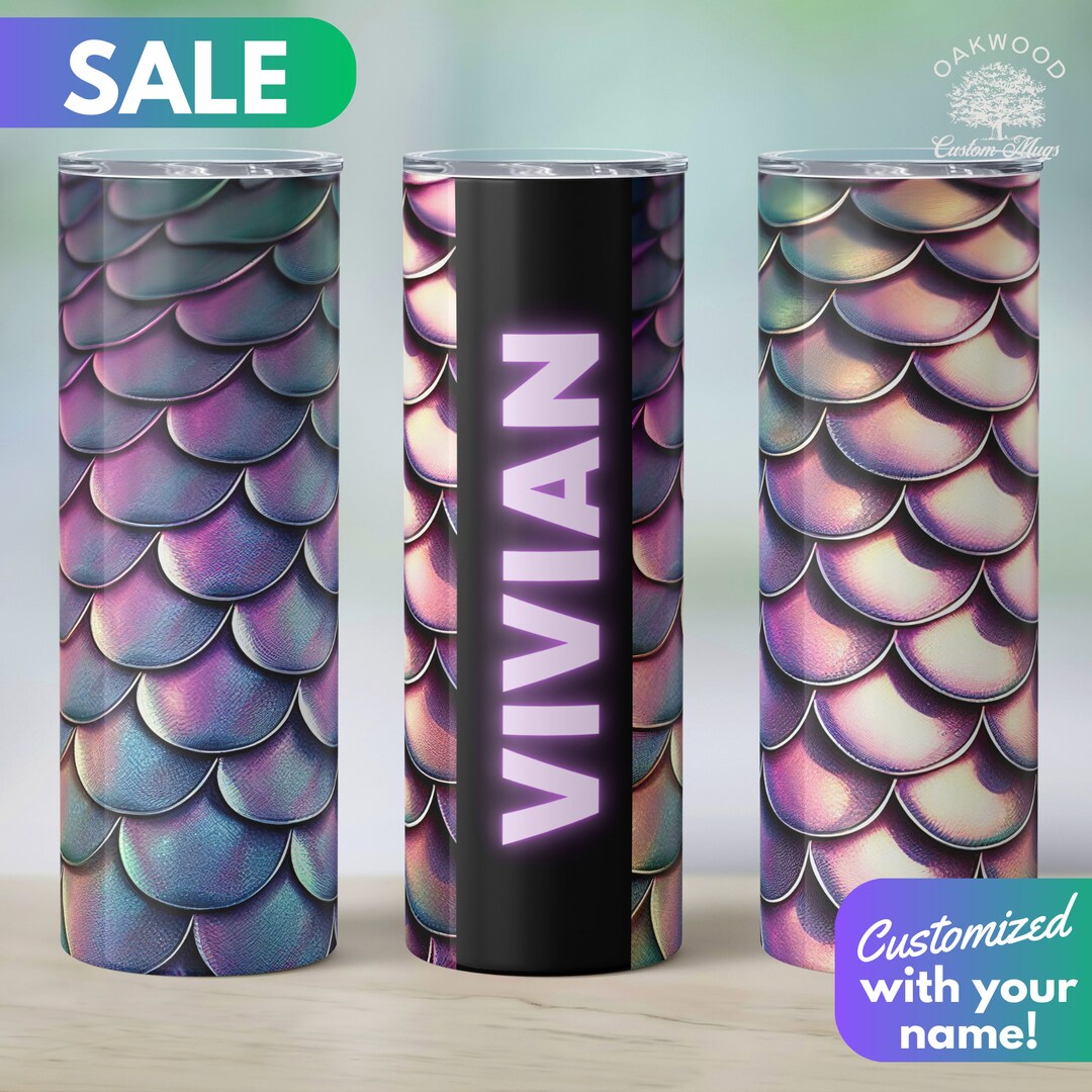 Mermaid Scales Tumbler Personalized With Name, Colorful Mermaid Skinny ...